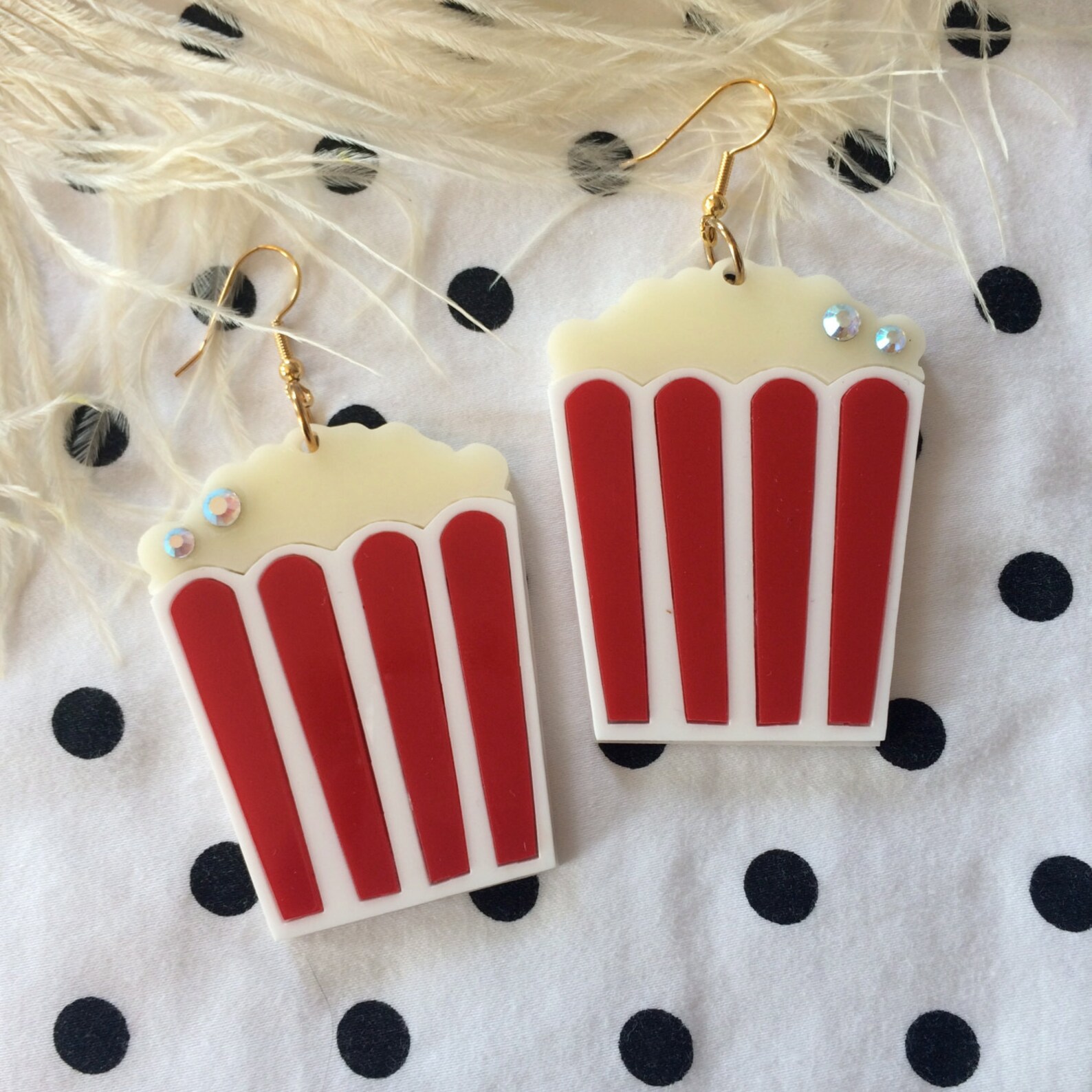 Movie Popcorn Earrings, Laser Cut Acrylic, Plastic Jewelry - Etsy