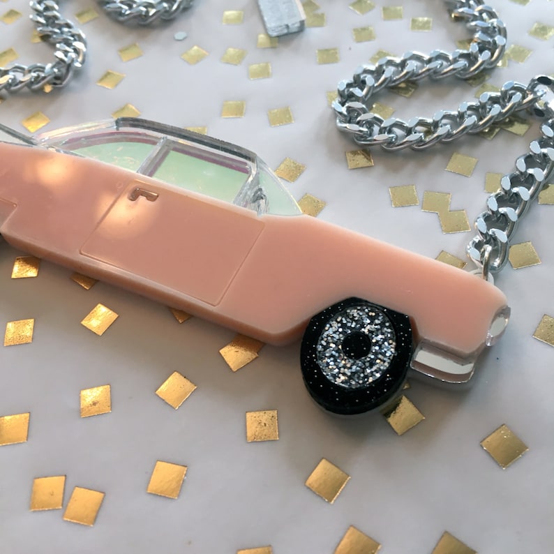 Vintage Cadillac Convertible Car Necklace, Laser Cut Acrylic, Plastic ...