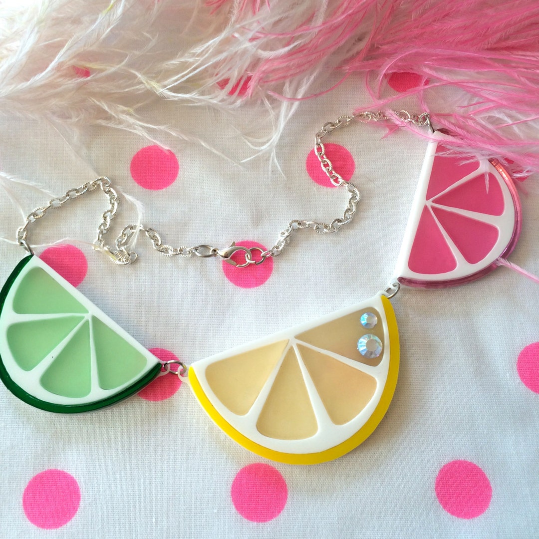 Fruit Slice Necklace, Laser Cut Acrylic, Plastic Jewelry - Etsy