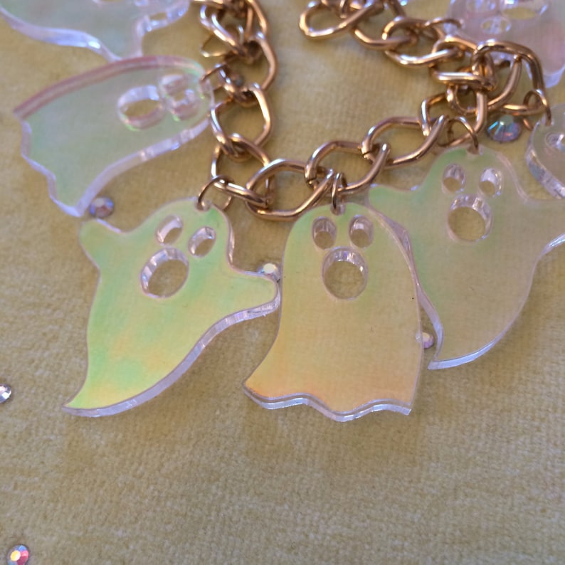 Radiant Ghost Charm Bracelet Laser Cut Acrylic Plastic - Etsy