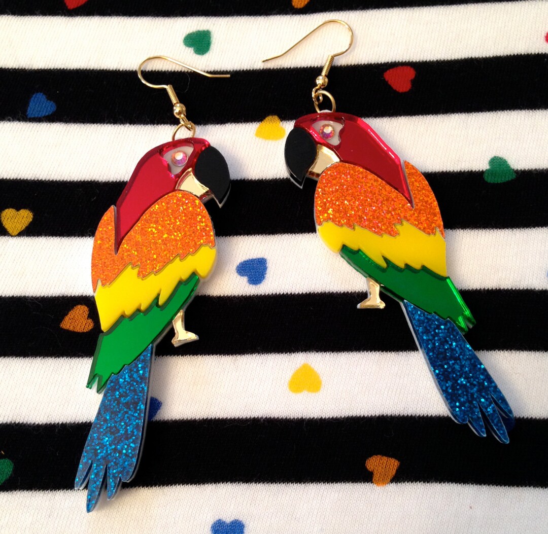 Tropical Parrot Laser Cut Acrylic Earrings - Etsy