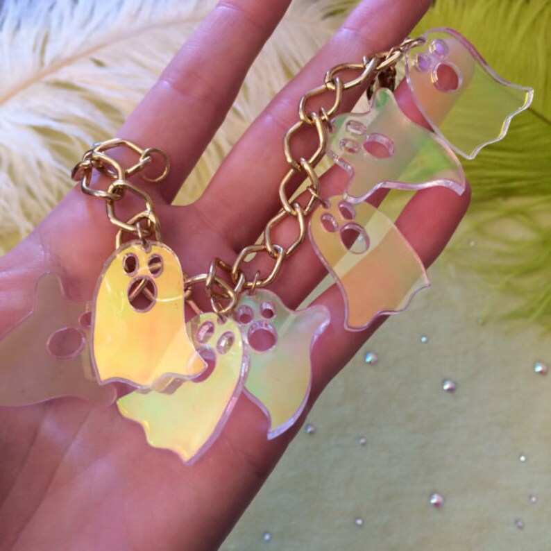 Radiant Ghost Charm Bracelet Laser Cut Acrylic Plastic - Etsy