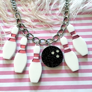 Bowling Pins and Ball Charm Necklace - Etsy