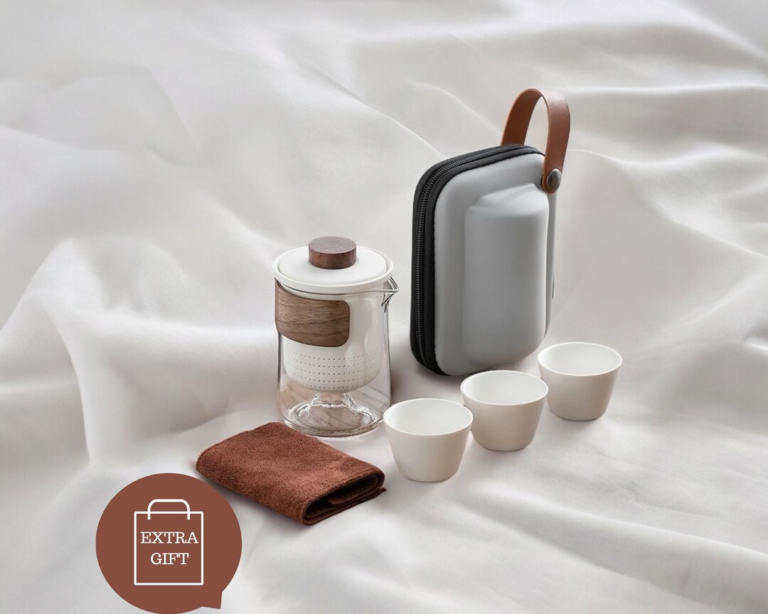 Kuai Ke Cup 4 Pieces Travel Tea Set With Carrying Bag: Includes 1 Glass ...