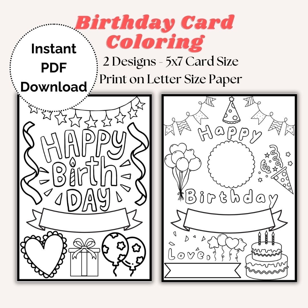 Kids Personalized Coloring Birthday Card Printable Preschool Birthday ...