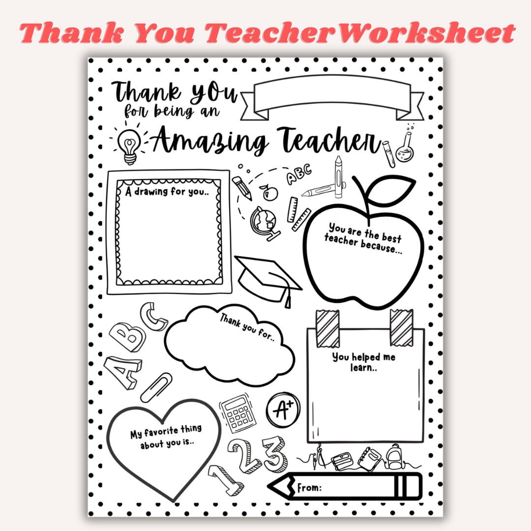 Teacher Appreciation Gift All About Teacher Worksheet Coloring Card ...