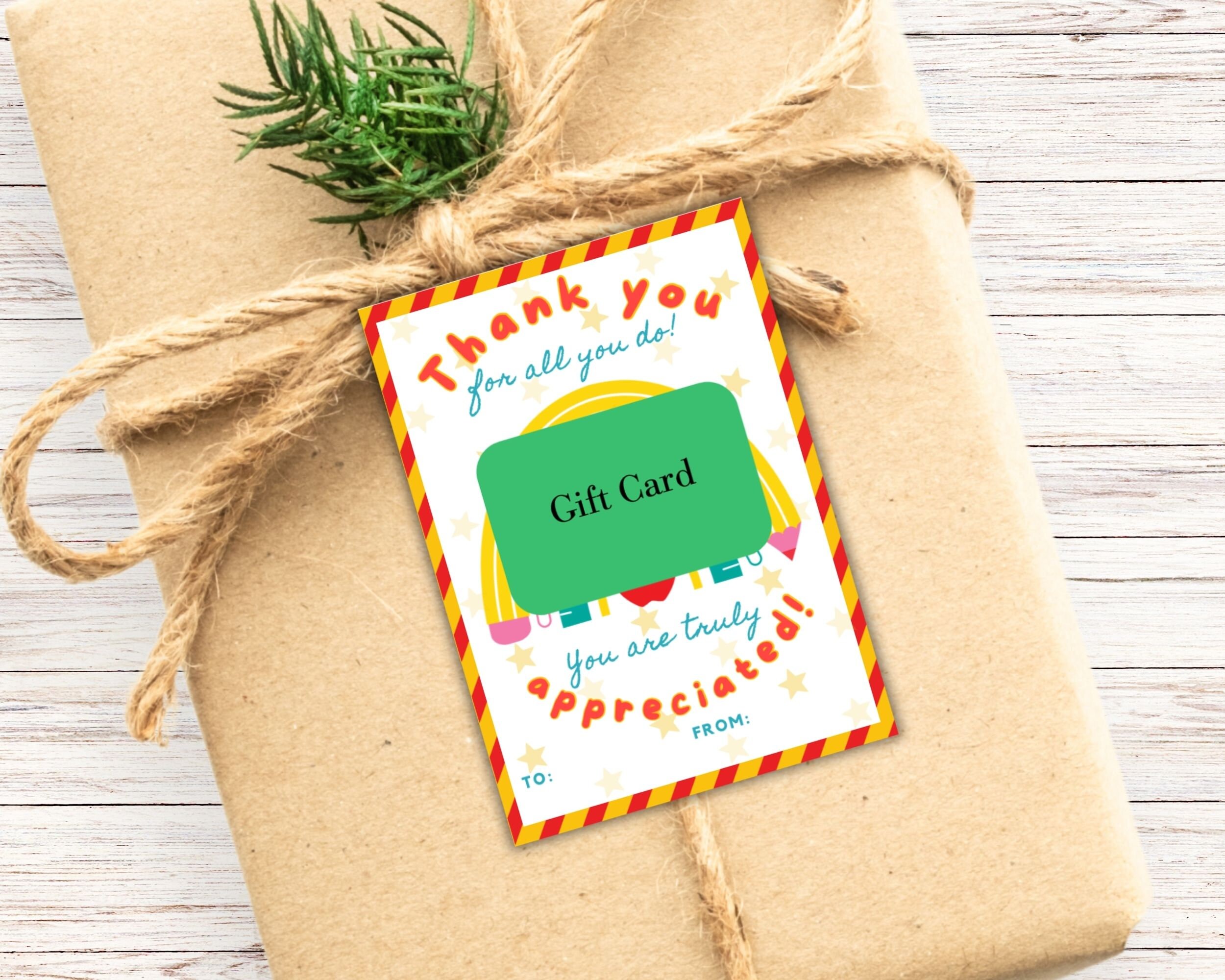 Teacher Appreciation Gift Card Holder Template Printable Thank You ...