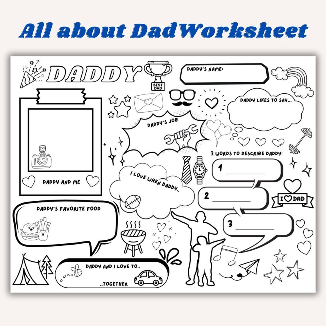 Father's Day Handprint Printable Handprint Art Kids Craft, DIY Gift ...