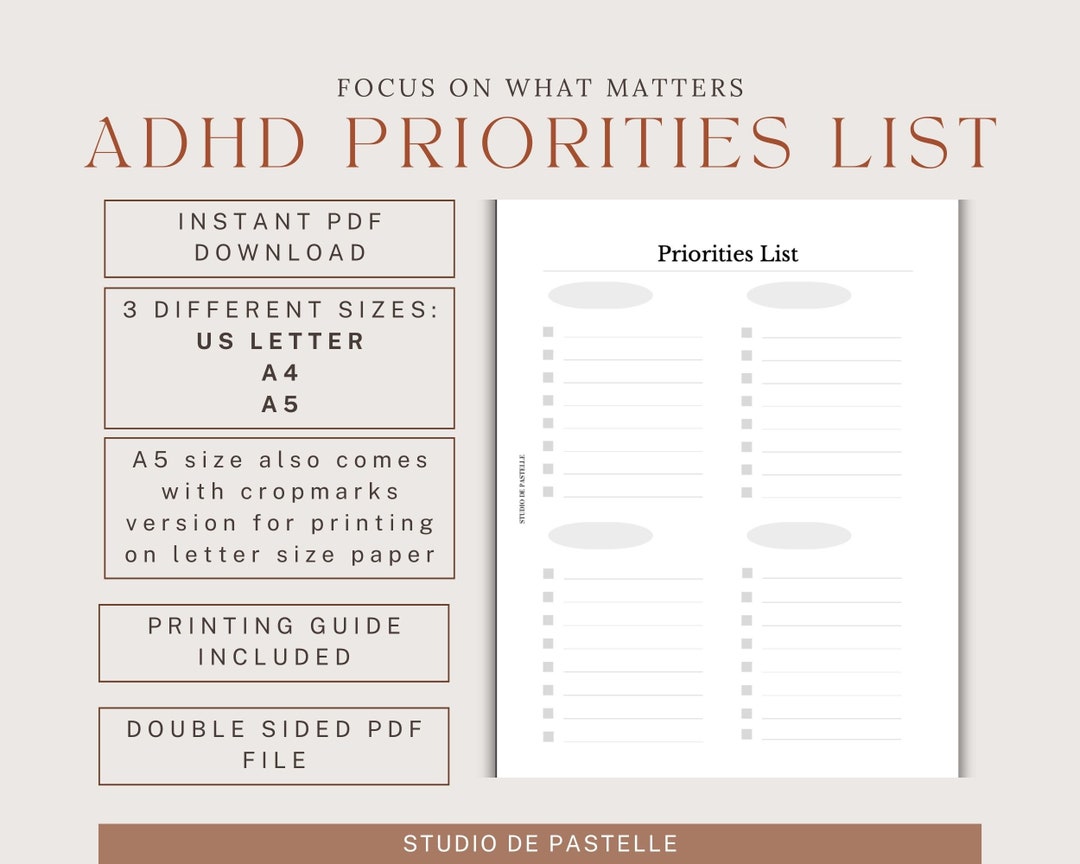 Priorities List Printable Planner Insert Productivity A5 Planner Insert ...