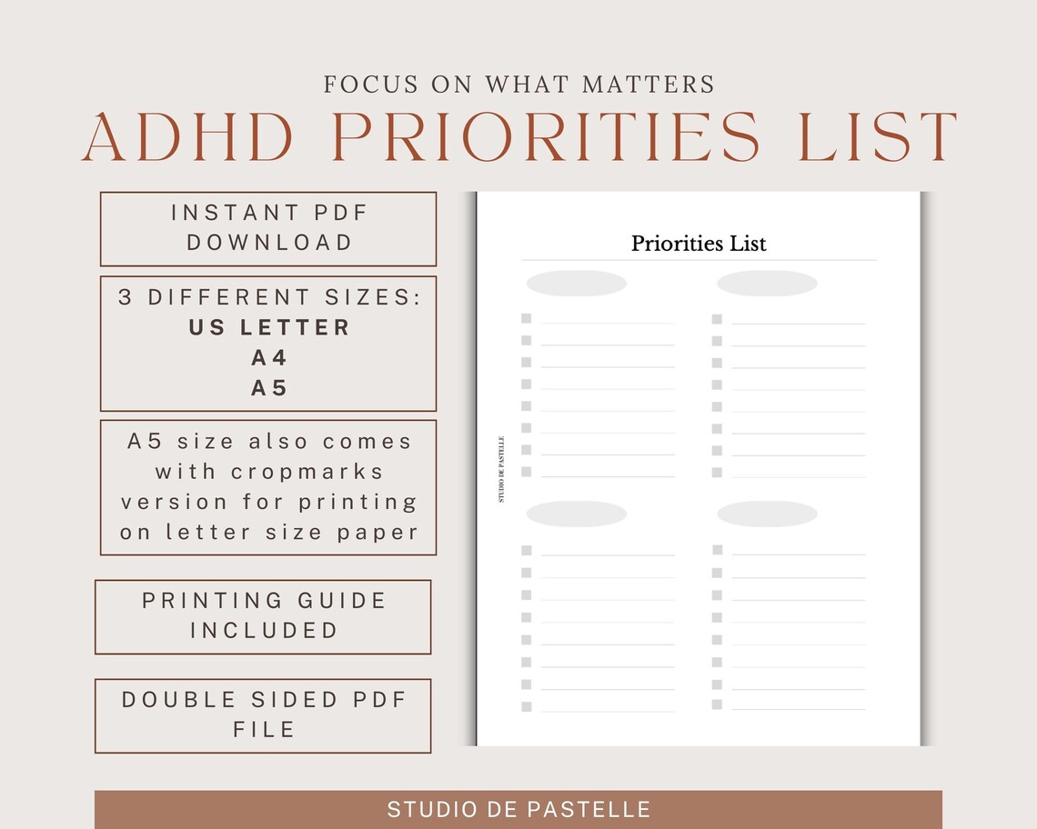 Priorities List Printable Planner Insert Productivity A5 Planner Insert ...