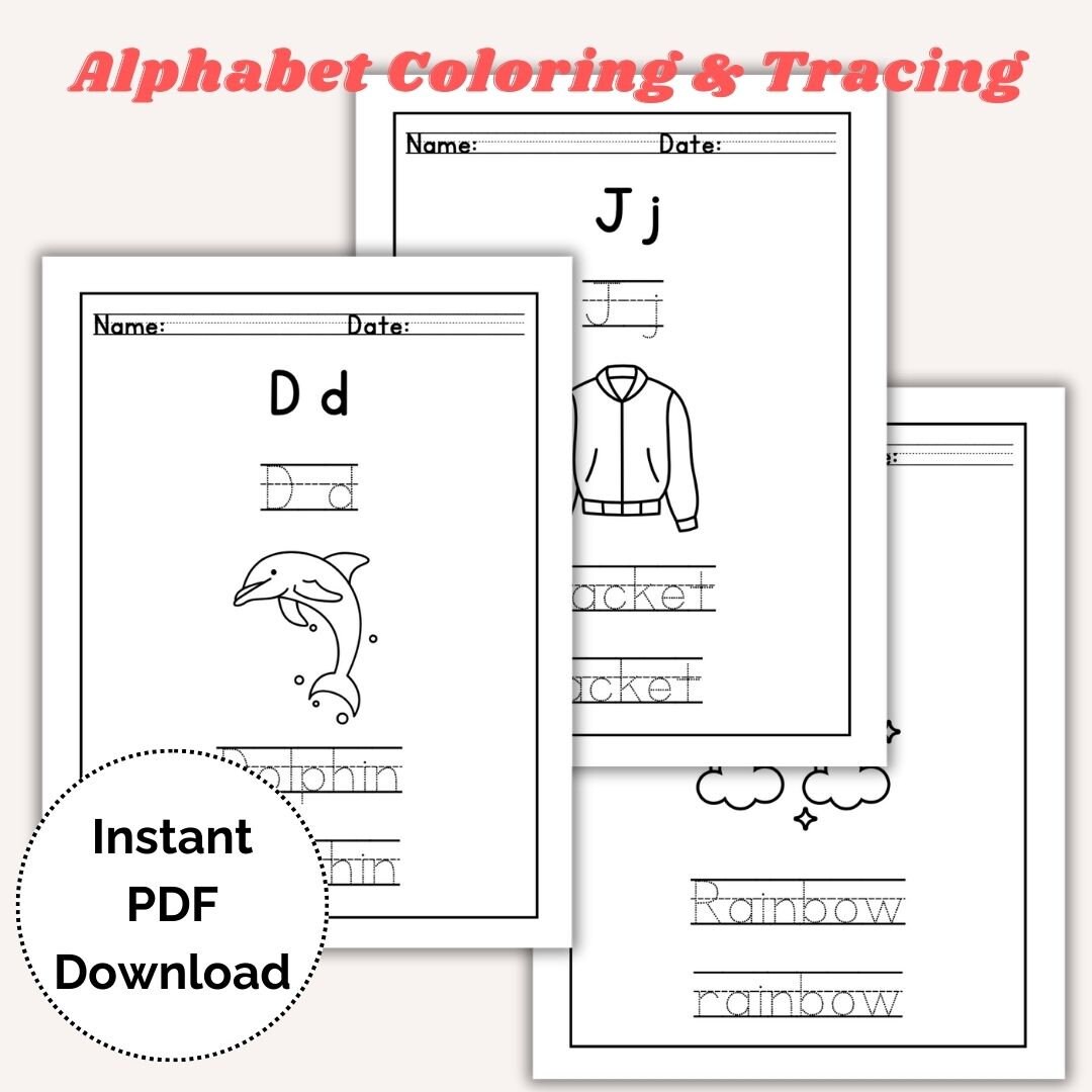 Alphabet Abc Coloring Tracing Pages Printable Educational Preschool ...