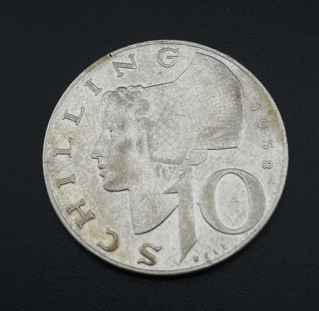 1950s Austria 10 Schilling, 1958 Silver Coin - Etsy