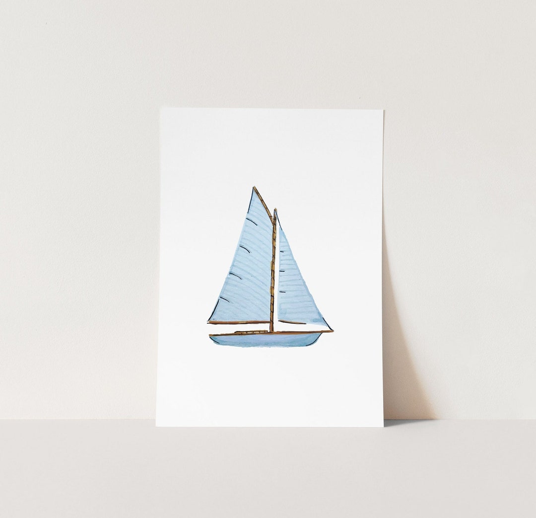 Sailboat Art Print | Unframed Sailboat Acrylic Painting Print | Beach ...