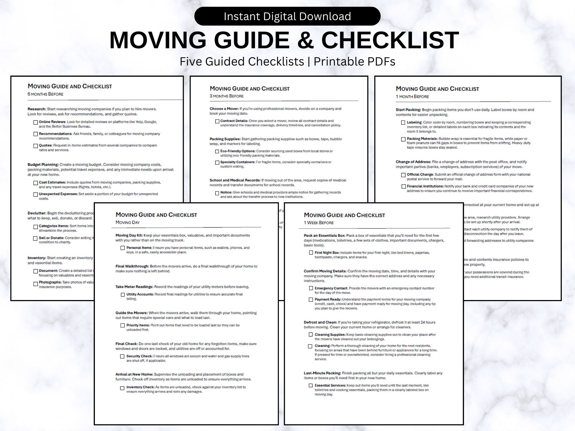 Stress Free Moving Guide and Checklist Planner Moving Binder - Etsy
