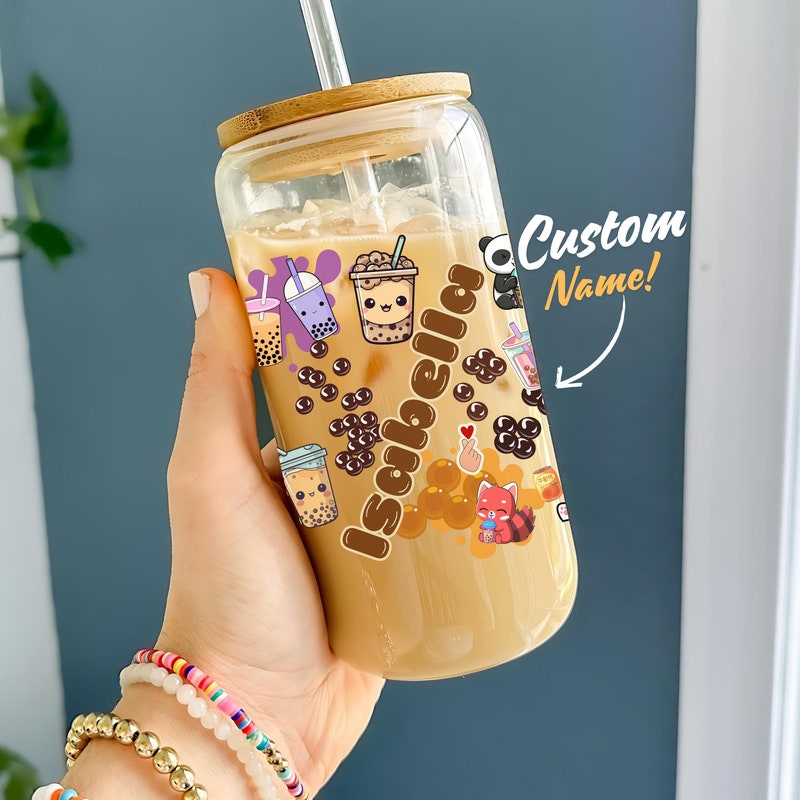Personalized Boba Glass Cup - Etsy