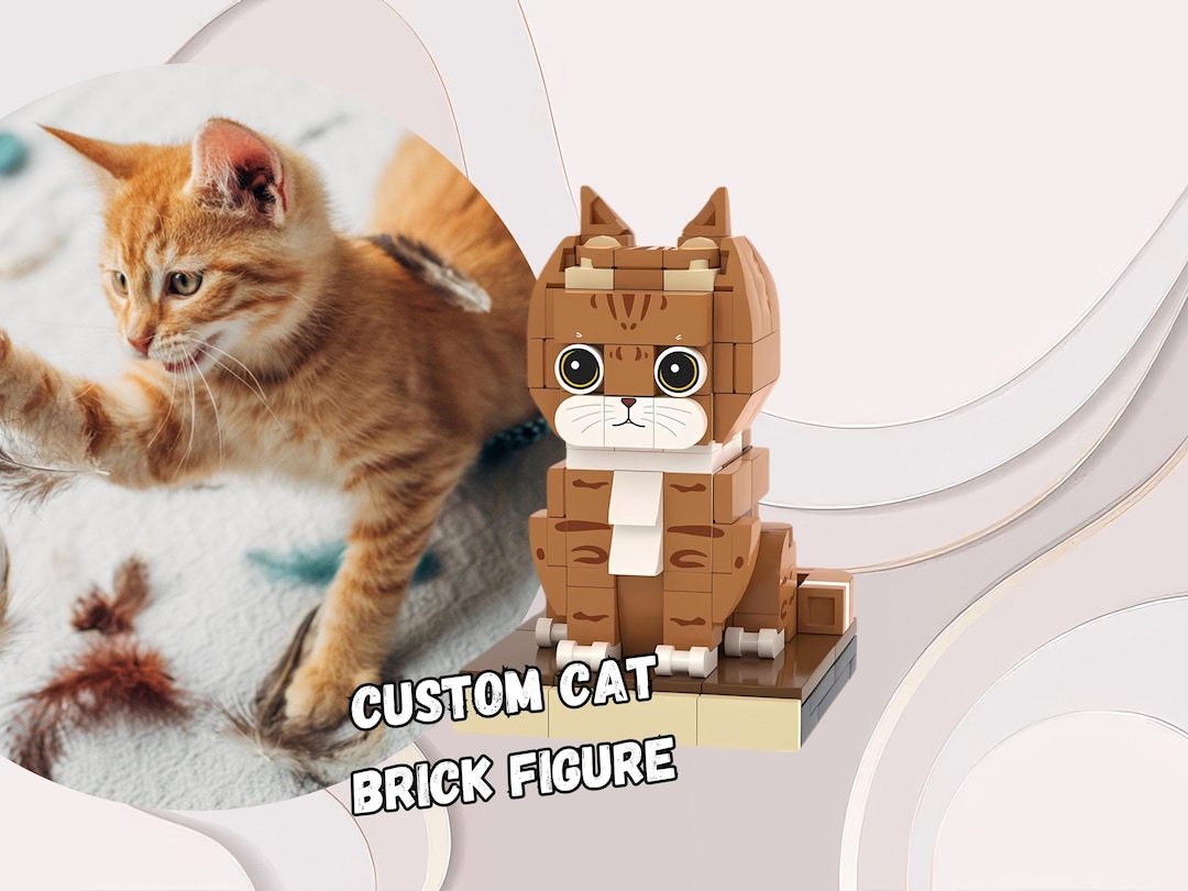 Custom Cat Brick Figure - Personalized Pet Gift, Custom Cat Mini Figure ...