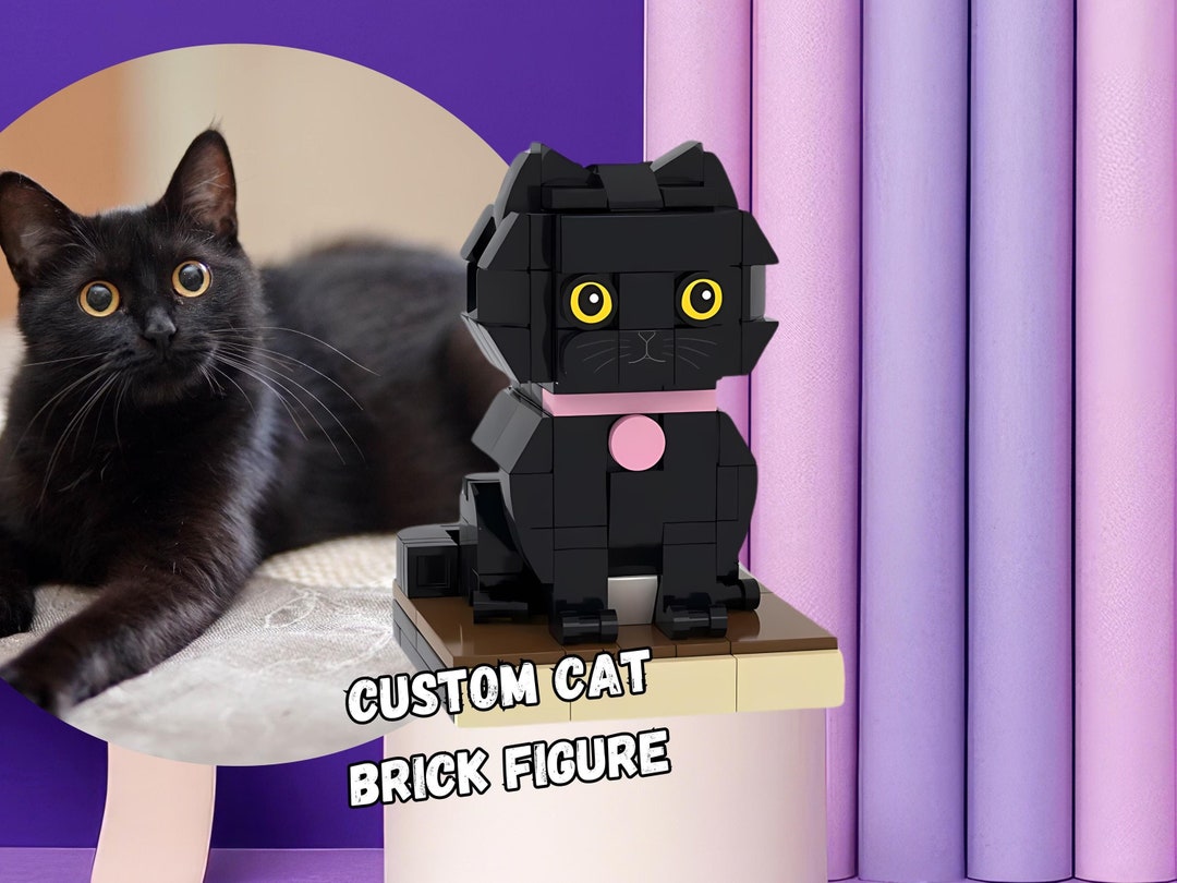 Custom Cat Brick Figure - Personalized Pet Gift, Custom Cat Mini Figure ...