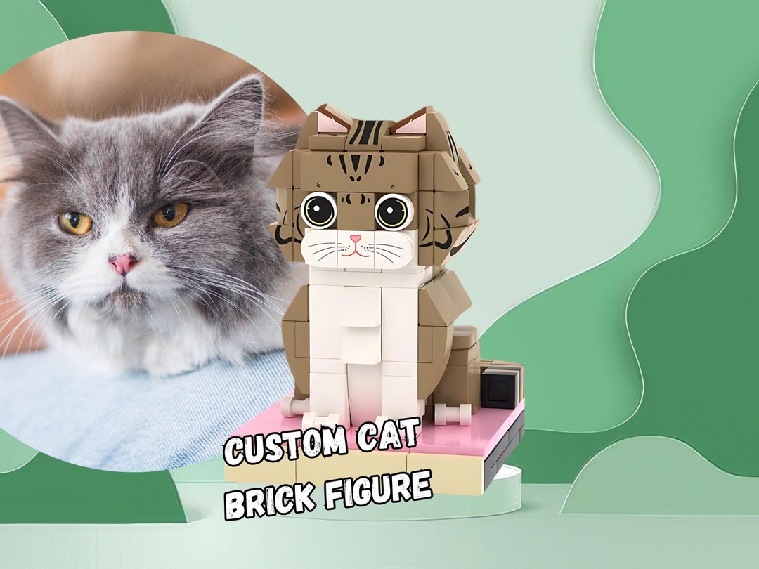Custom Cat Brick Figure - Personalized Pet Gift, Custom Cat Mini Figure ...