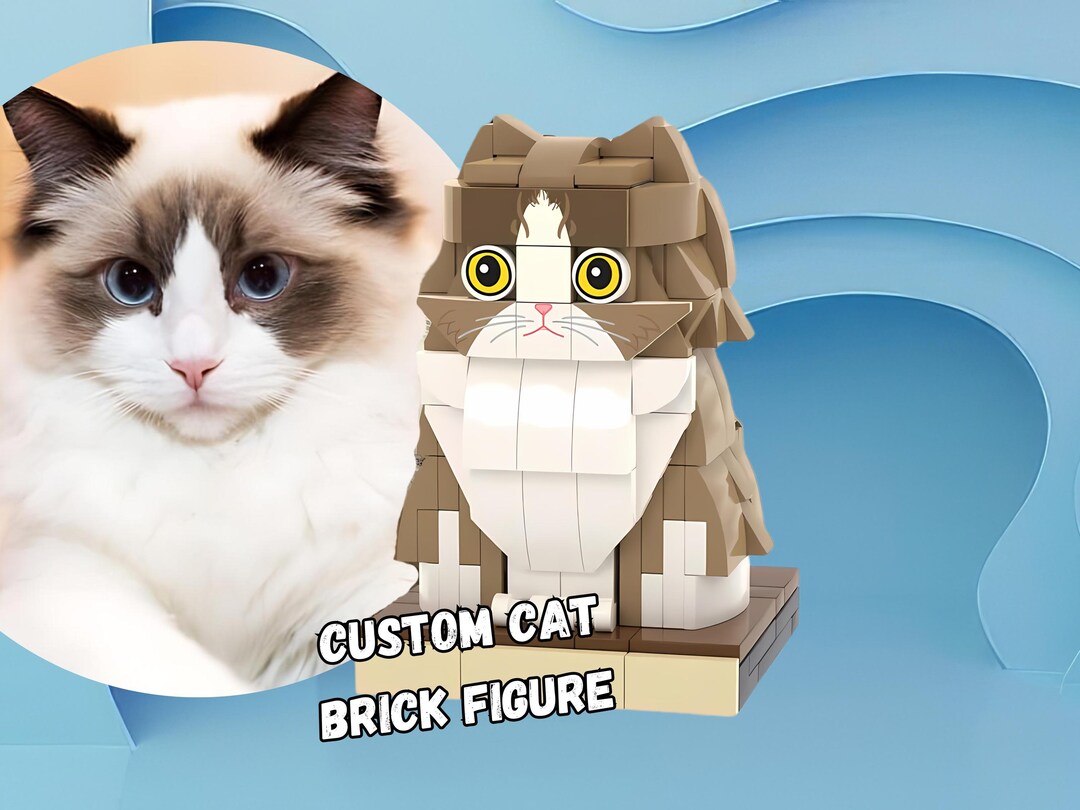 Custom Cat Brick Figure - Personalized Pet Gift, Custom Cat Mini Figure ...