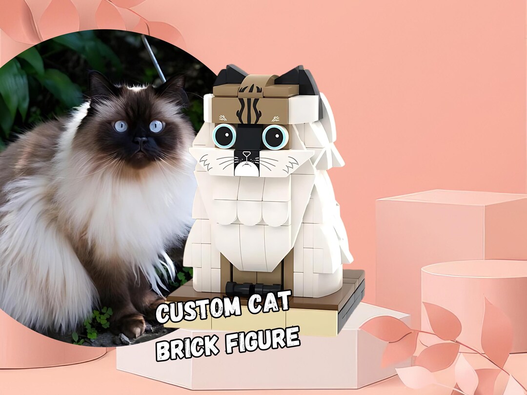 Custom Cat Brick Figure - Personalized Pet Gift, Custom Cat Mini Figure ...