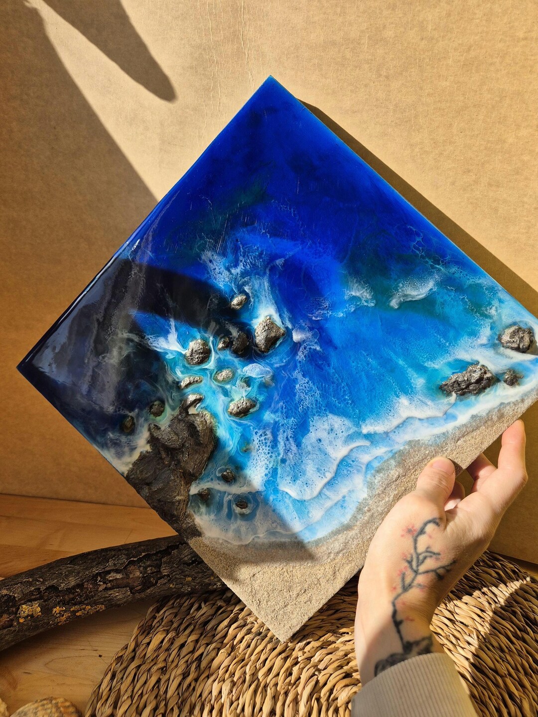 Marine-style Epoxy Resin Painting, Unique Handmade Coastal Decor With ...