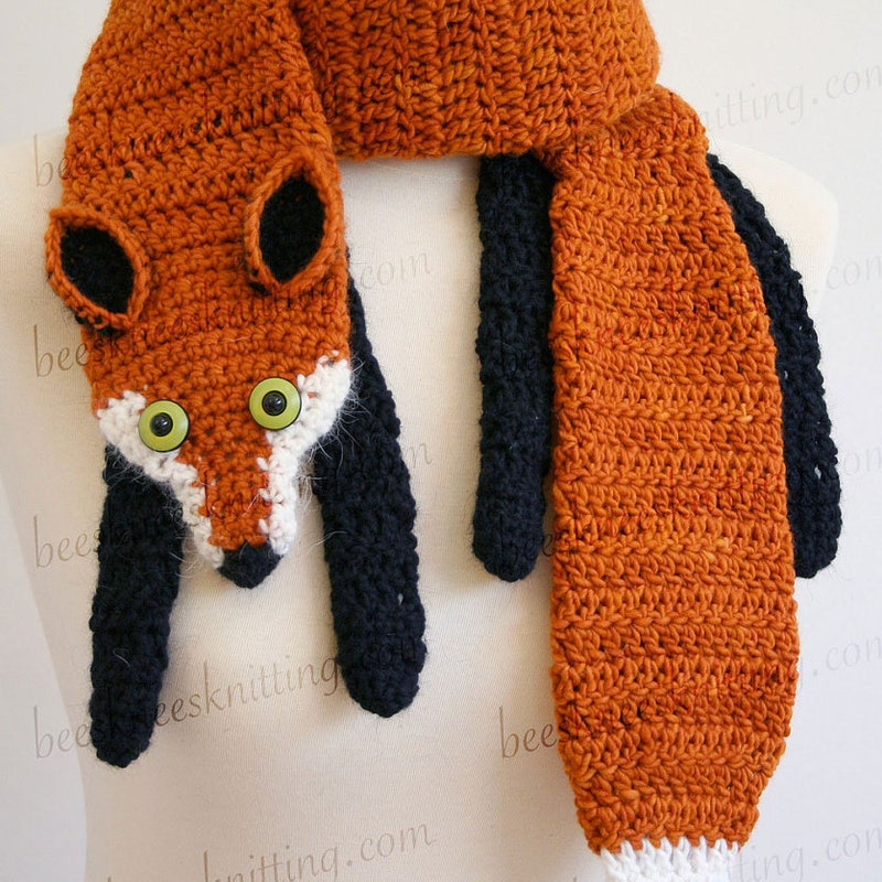Crochet Fox Hooded Scarf - Etsy