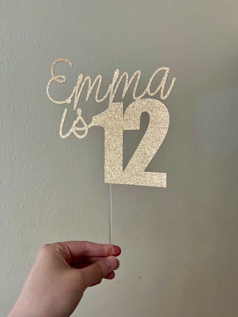 Personalised Name Glitter Birthday Cake Topper, Cardstock Birthday ...