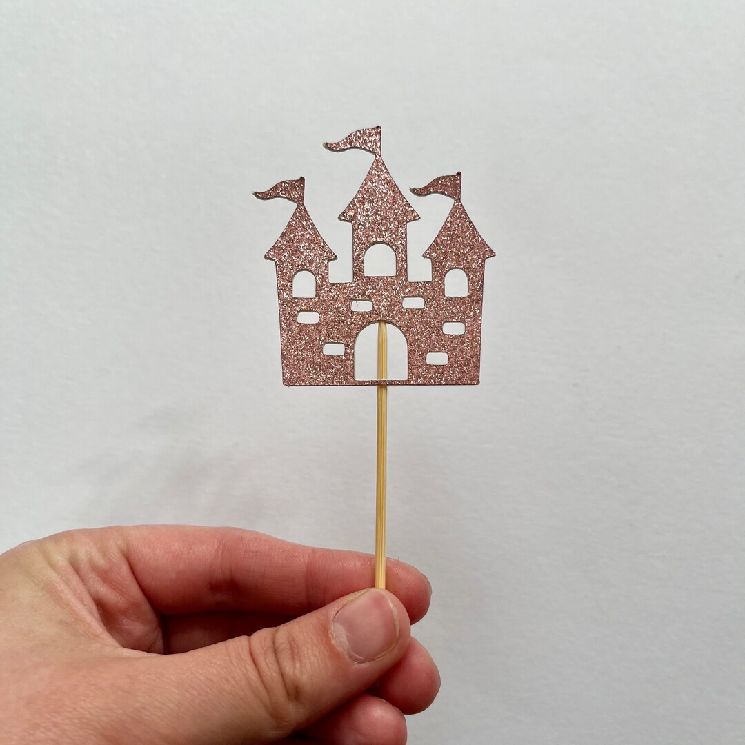 Pink Glitter Castle Cupcake Toppers, Princess Party - Etsy