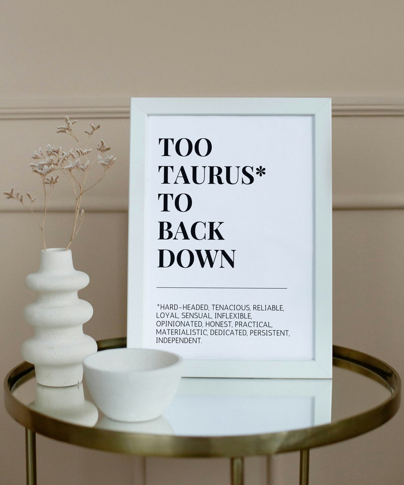 Taurus Poster - Zodiac Signs - Instant Download - Digital Wall Art ...
