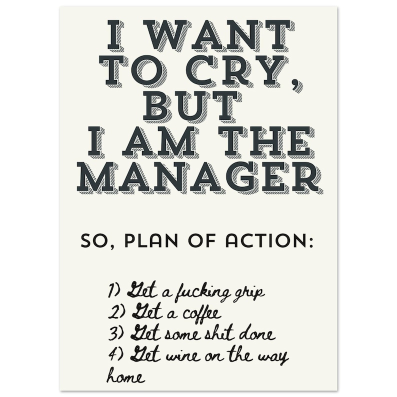 Reality of Being the Manager: Funny Office Quotes Wall Art Home ...