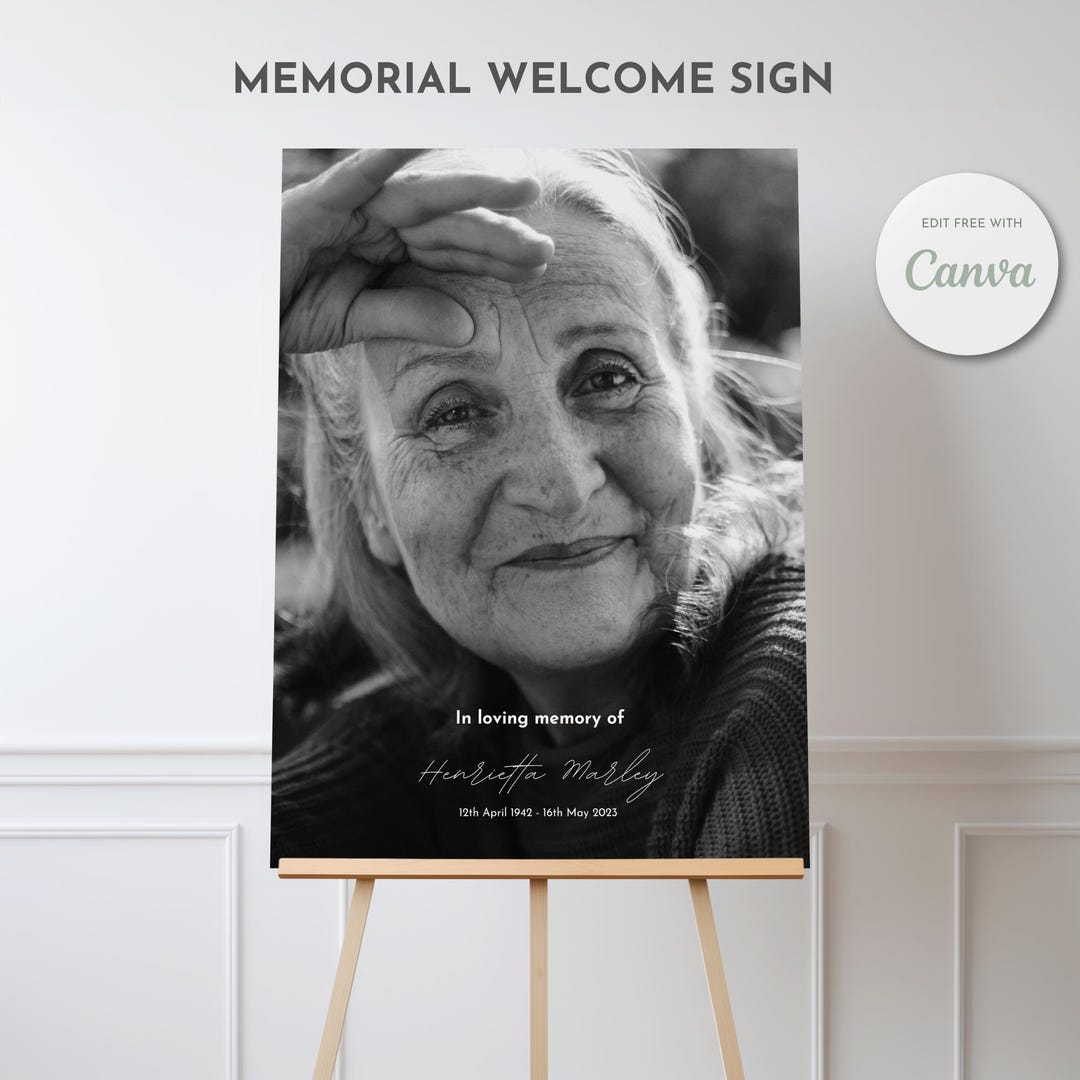 Memorial Funeral Welcome Sign, Celebration of Life Poster, Remembrance ...