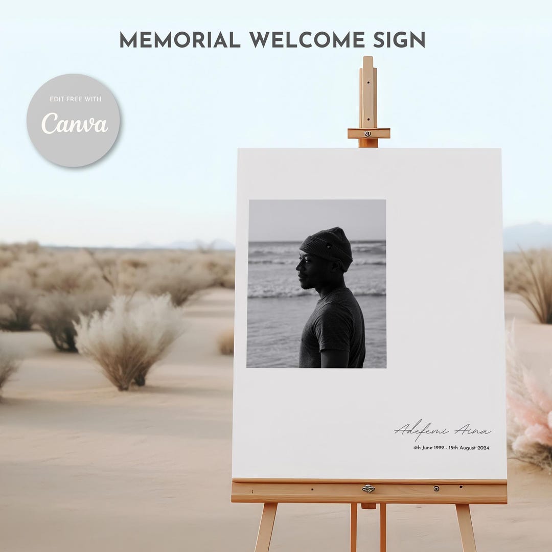 Memorial Funeral Welcome Sign, Celebration of Life Poster, Remembrance ...