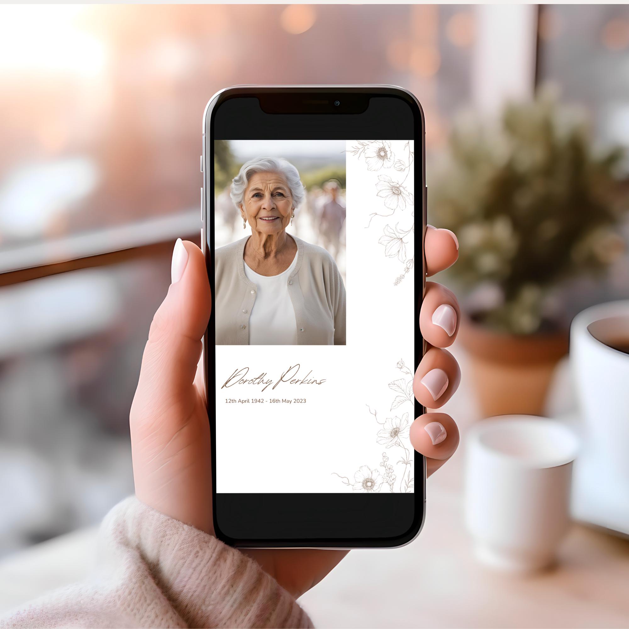 Editable Memorial Service Invitation With Photo, Digital Celebration of ...