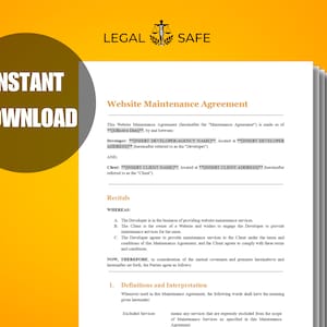 Detailed Website Maintenance Contract Template - Etsy