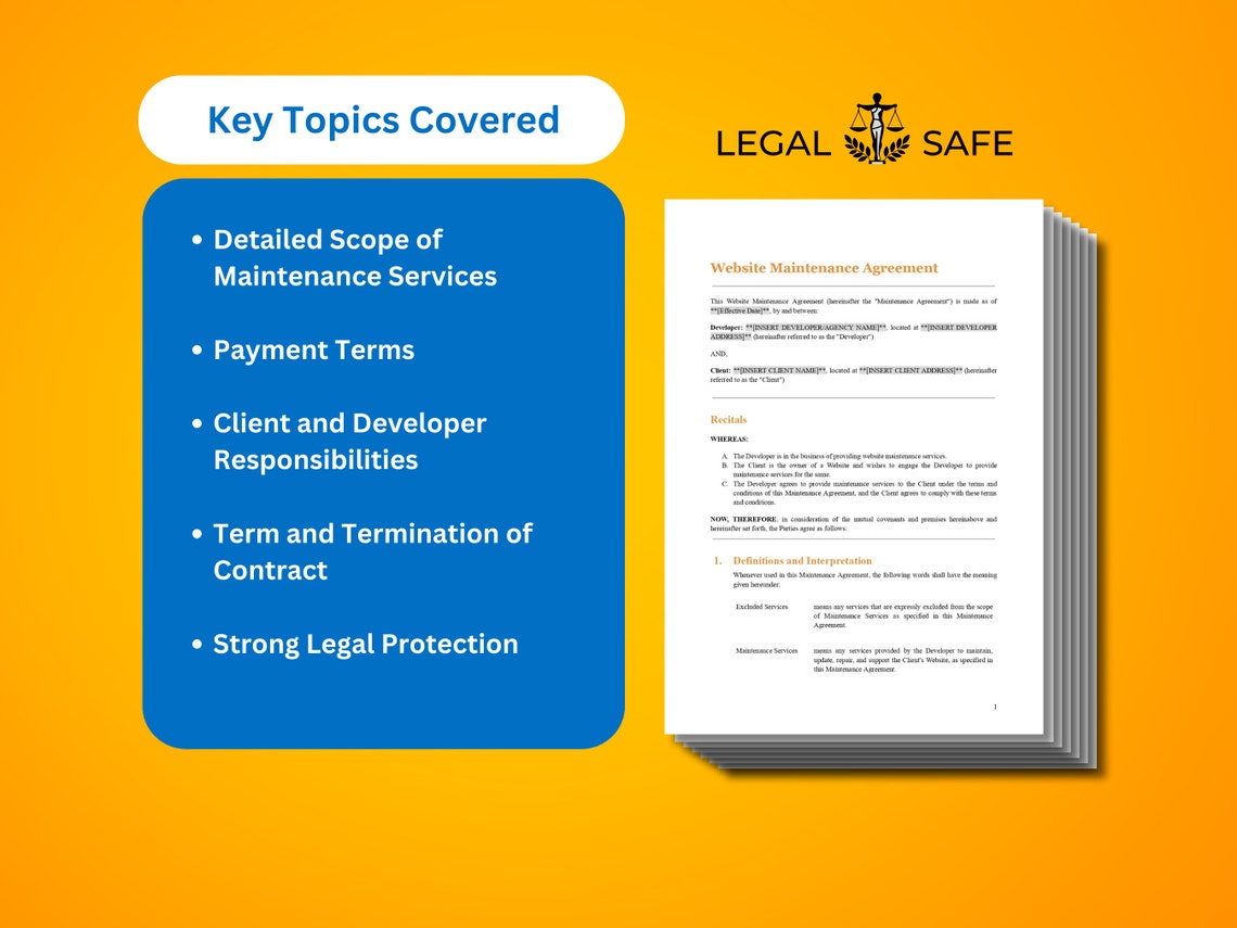 Detailed Website Maintenance Contract Template - Etsy
