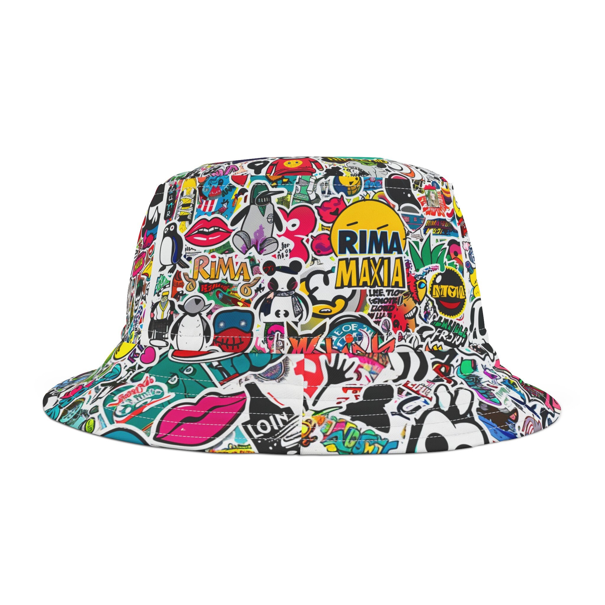 Stickerbomb Bucket Hat Designer Bucket Hat - Etsy