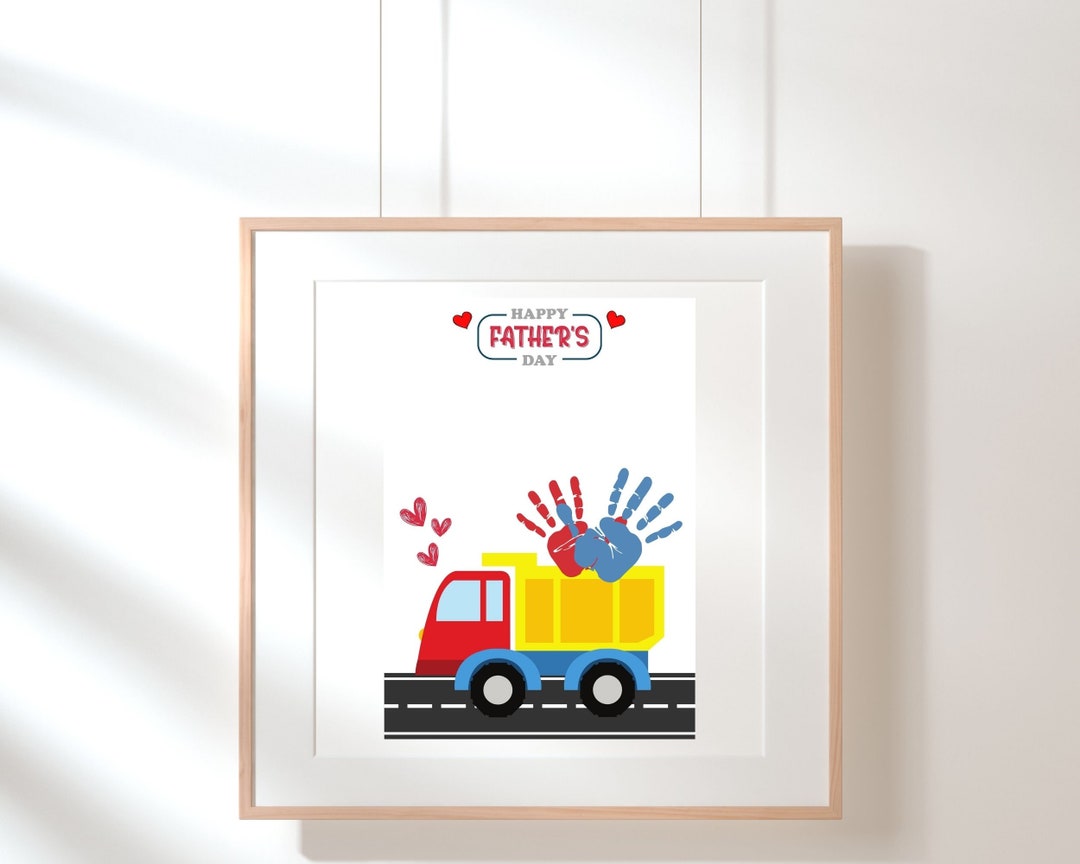 Fathers Day Handprint Craft, Dump Truck Daddy Fun, Printable Footprint ...