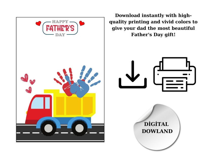 Fathers Day Handprint Craft, Dump Truck Daddy Fun, Printable Footprint ...