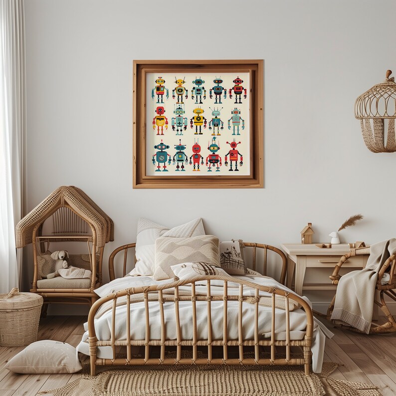 15 Colourful Retro Robot Wall Art for Kids Room - Fun and Playful Robot ...