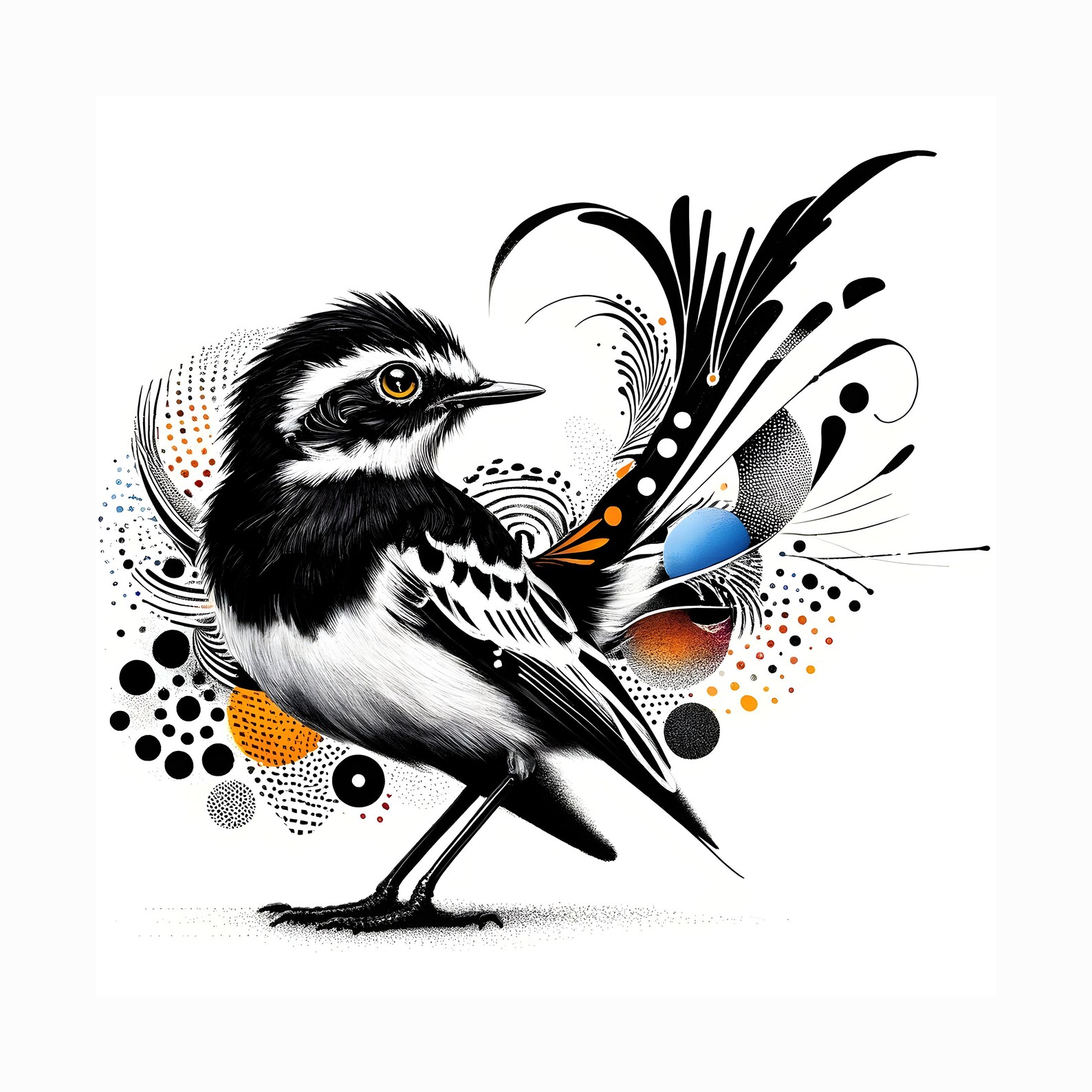 Charming Willy Wagtail Digital Print - High-resolution 300 DPI ...