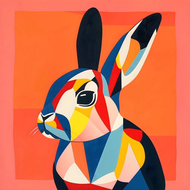 Geometric Rabbit - Etsy