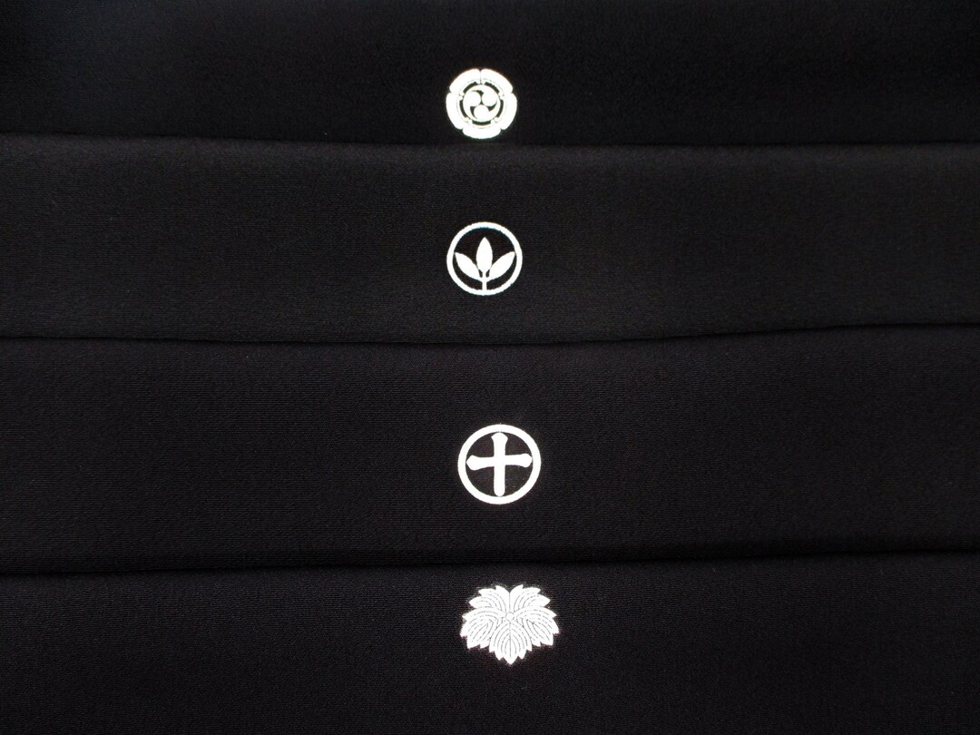 Solid Black Silk Kimono Japanese Vintage Fabric for Craft, With One ...