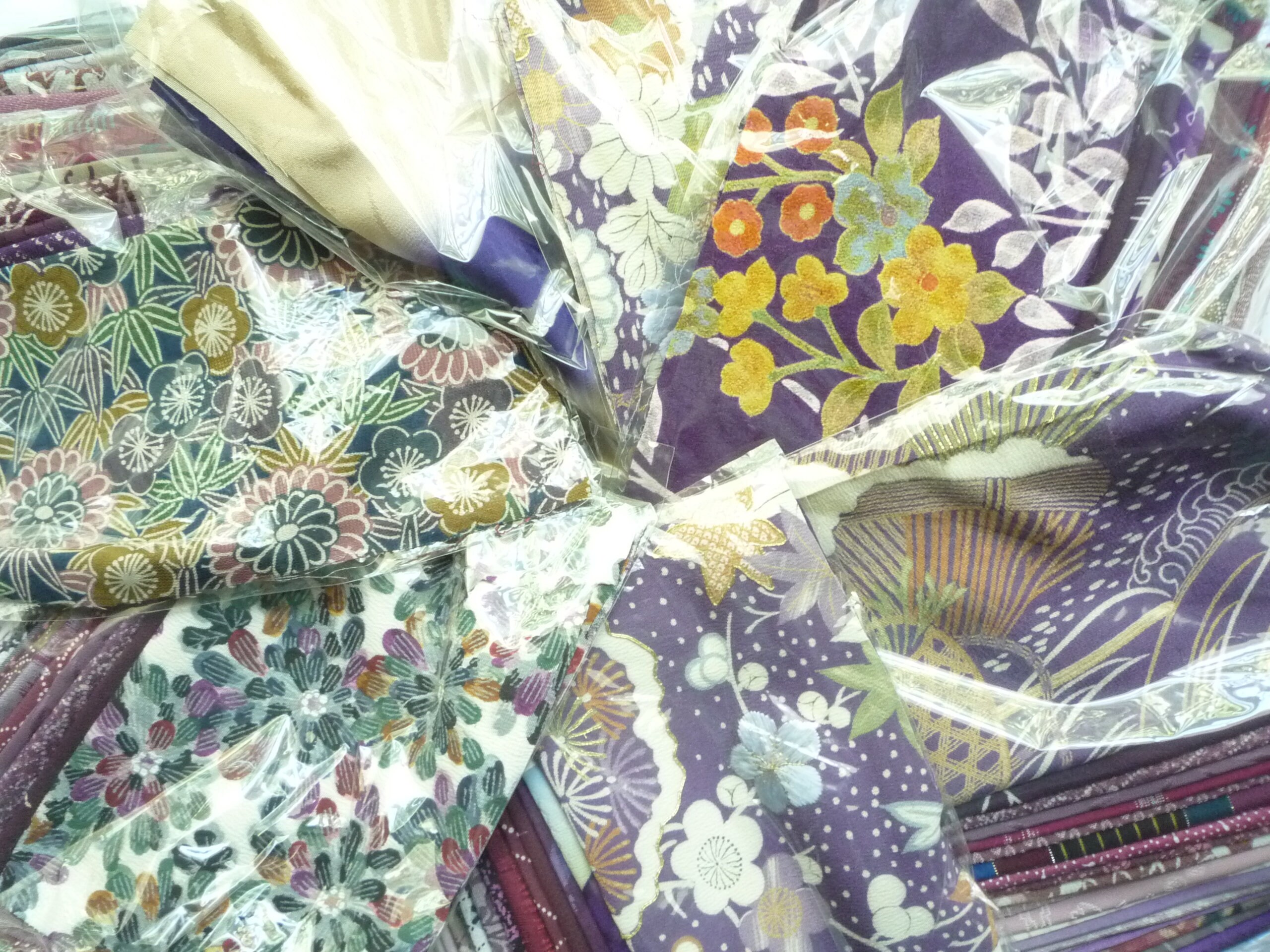 Purple Vintage Silk Japanese Fabric 23 Scrap Remnants - Etsy