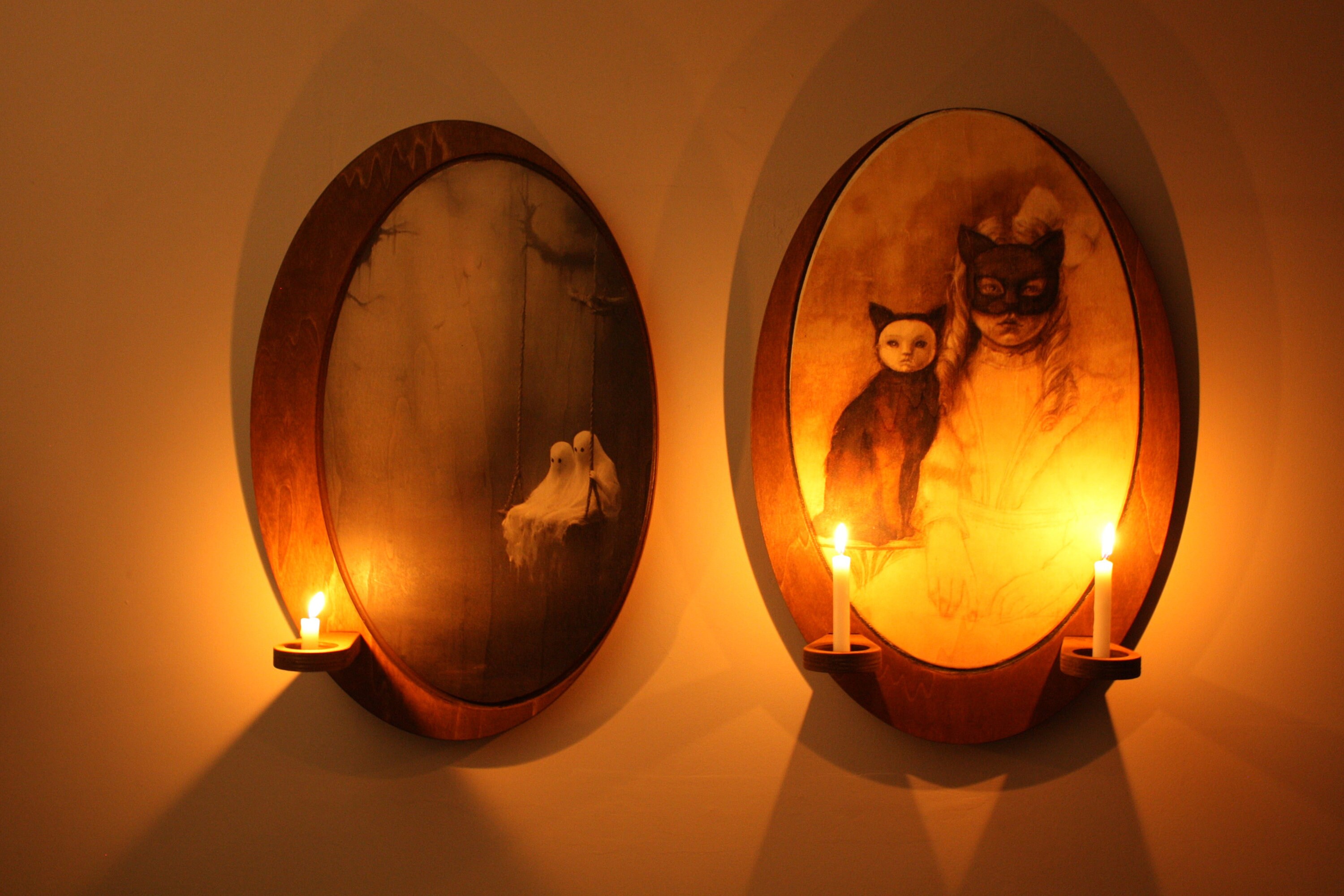 Ghosts on Swings Gothic Portrait,wall Plaque, Wooden Decor Plaque Sign ...