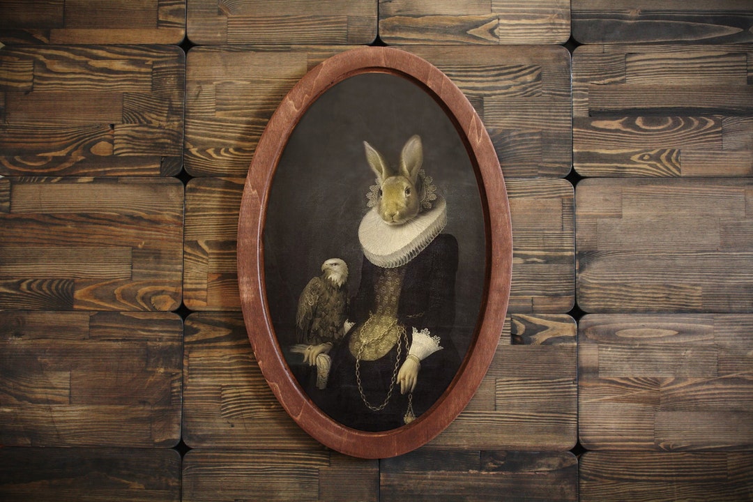 Rabbit and Eagle Victorian Portrait,wall Plaque,wooden Decor Plaque ...