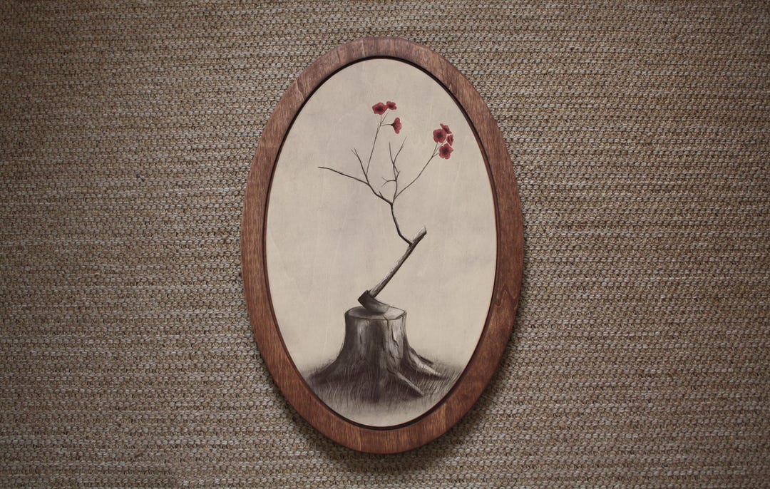 Ax and Flower,dark Aesthetic Room,gothic Wall Art,wooden Wall Art,wall ...