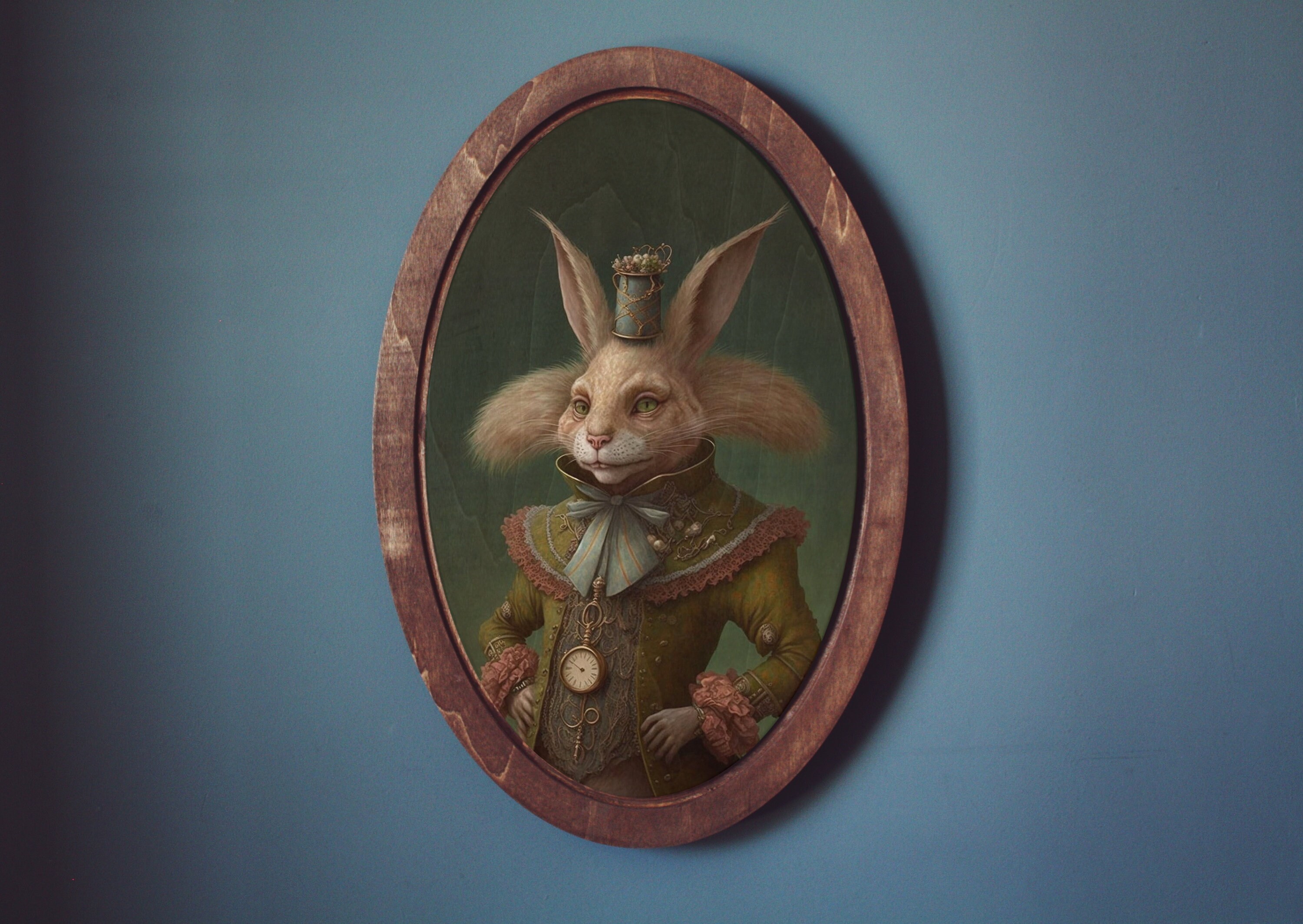 Victorian Rabbit Portrait,wall Plaque,wooden Decor Plaque,vintage ...
