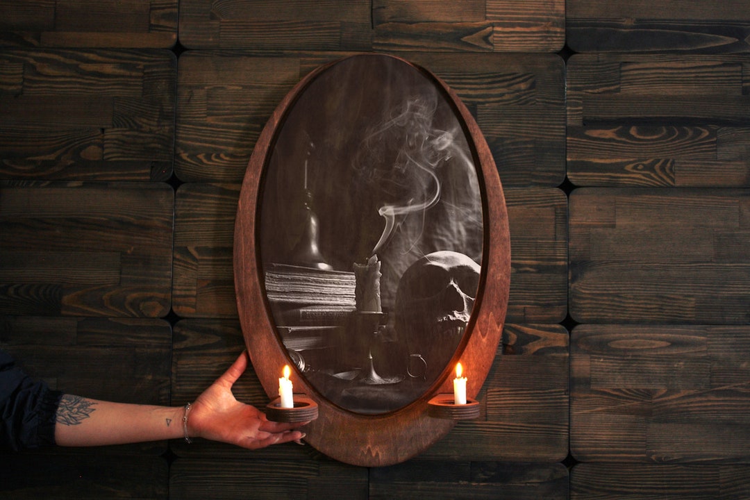 Skull & Candle Wood Wall Plaque: Vintage Goth Decor With Candle Holders ...