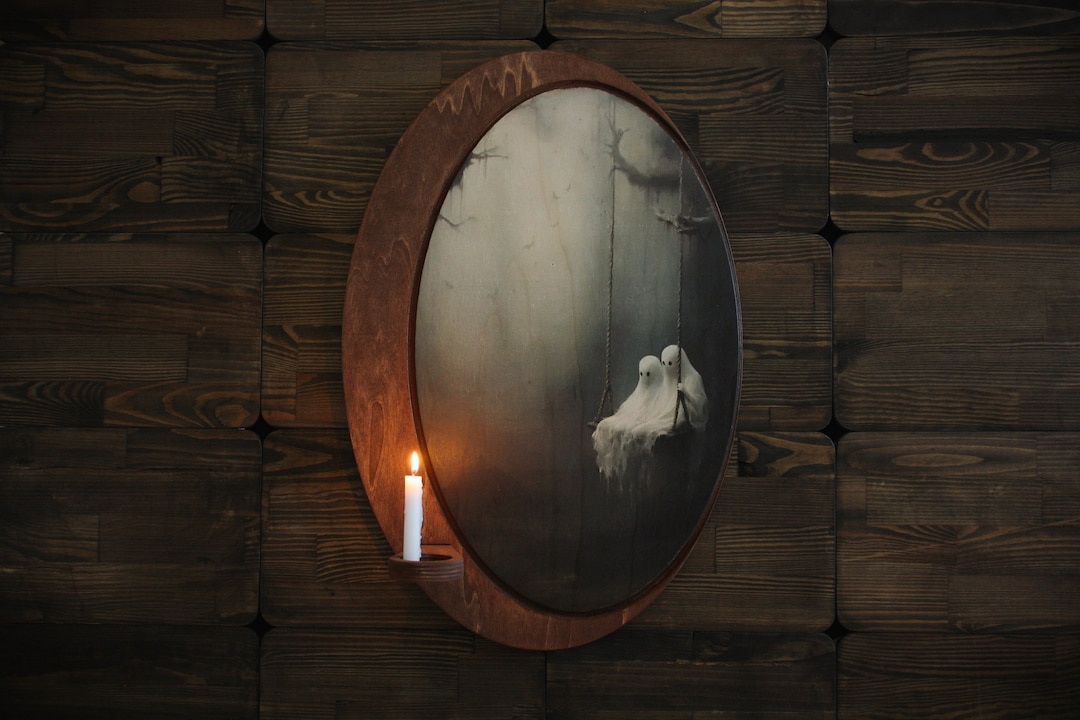 Ghosts on Swings Gothic Portrait,wall Plaque, Wooden Decor Plaque Sign ...