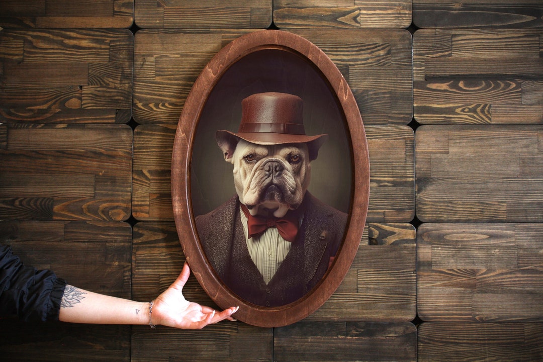 Bulldog Portrait,wall Plaque,wooden Plaque,wooden Plaque,oval Art,oval ...